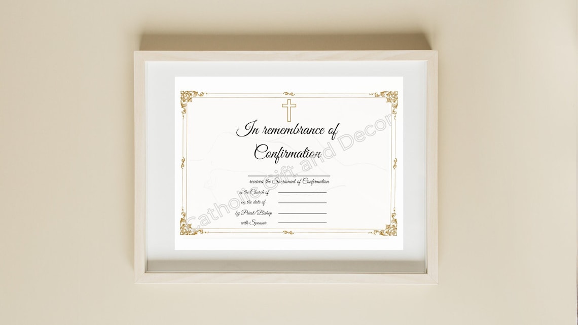 Catholic Confirmation Certificate Printable Catholic Confirmation Gift ...