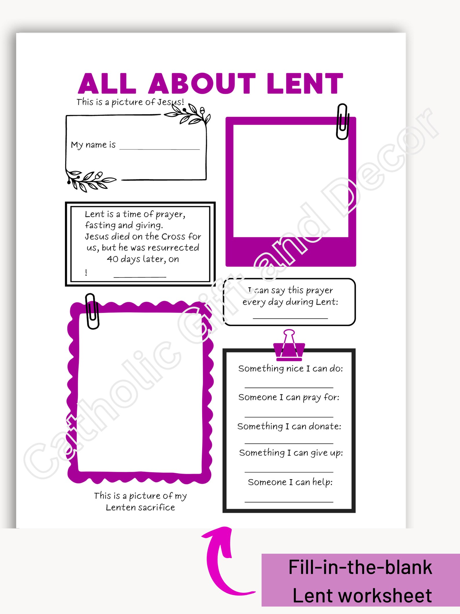 Lent Printable Activity Bundle | Christian & Catholic Lenten Activities ...