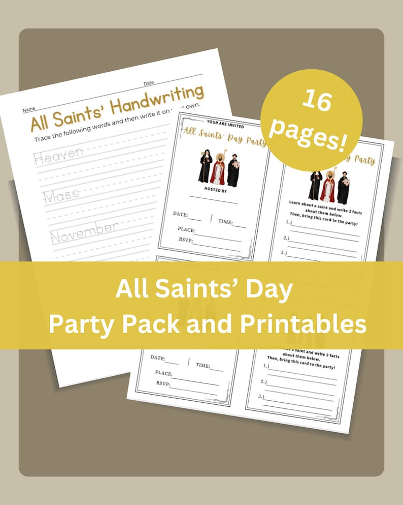 All Saints' Day Party Pack and Printables | All Saints Day | Catholic ...