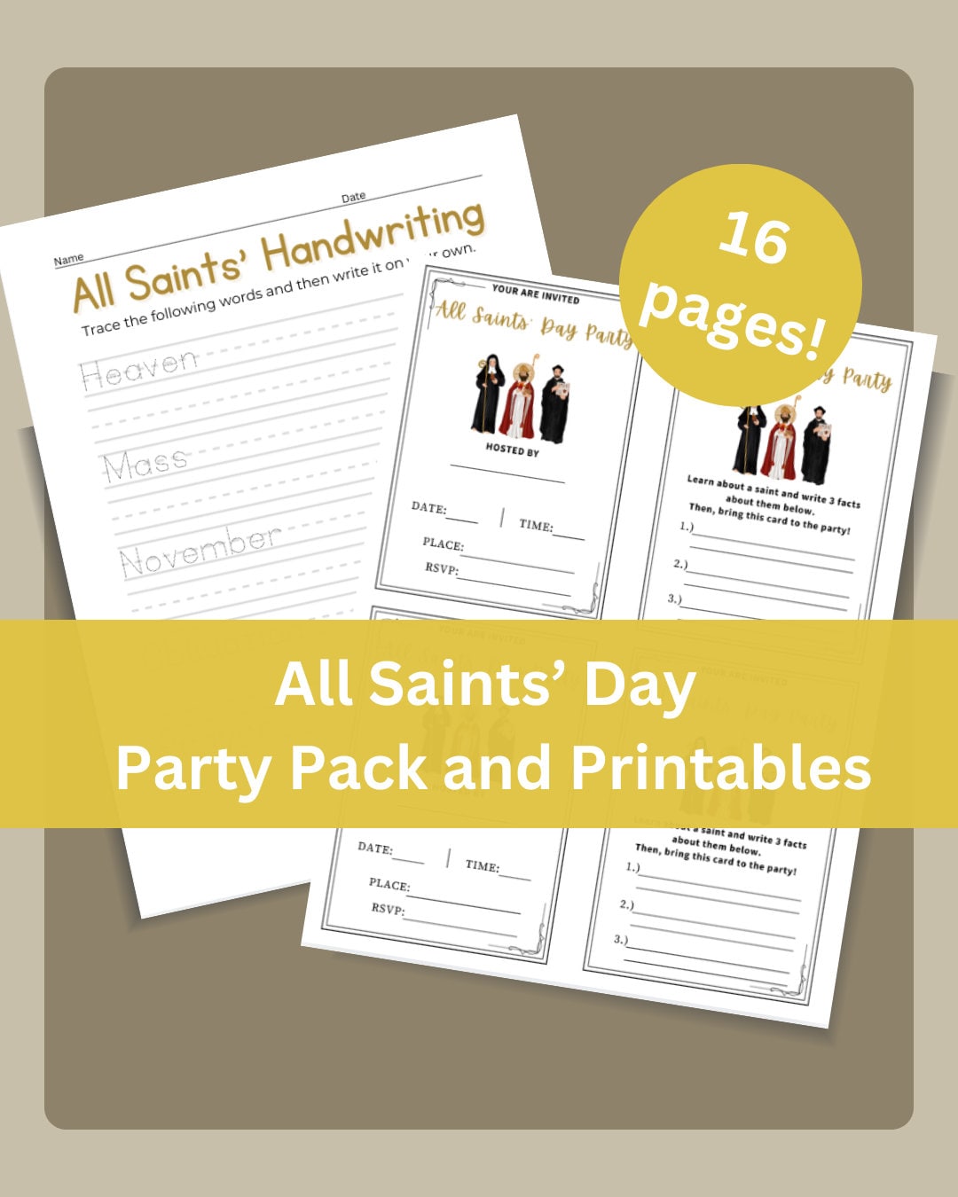 All Saints' Day Party Pack and Printables | All Saints Day | Catholic ...
