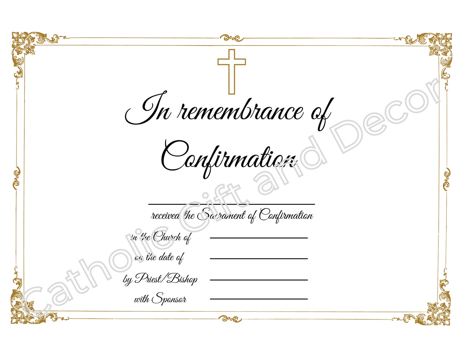 Catholic Confirmation Certificate Printable Catholic Confirmation Gift ...