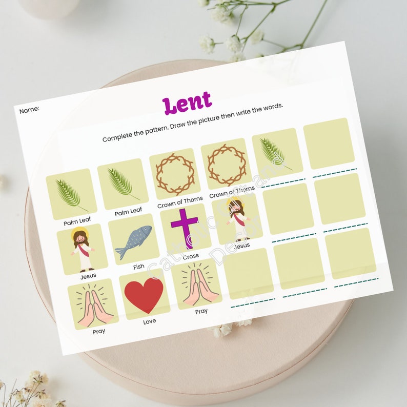 Catholic Lent PDF | Pattern Completion | Lent for Kids | Lent Printable ...