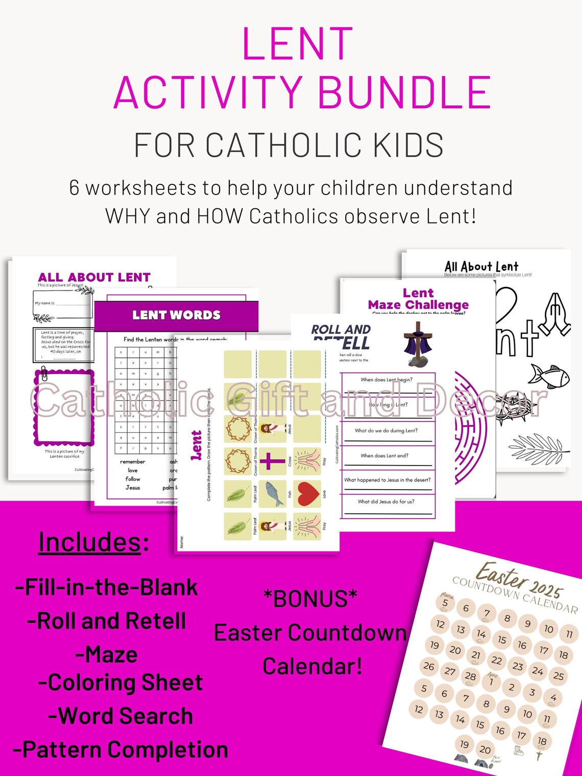 Lent Printable Activity Bundle | Christian & Catholic Lenten Activities ...