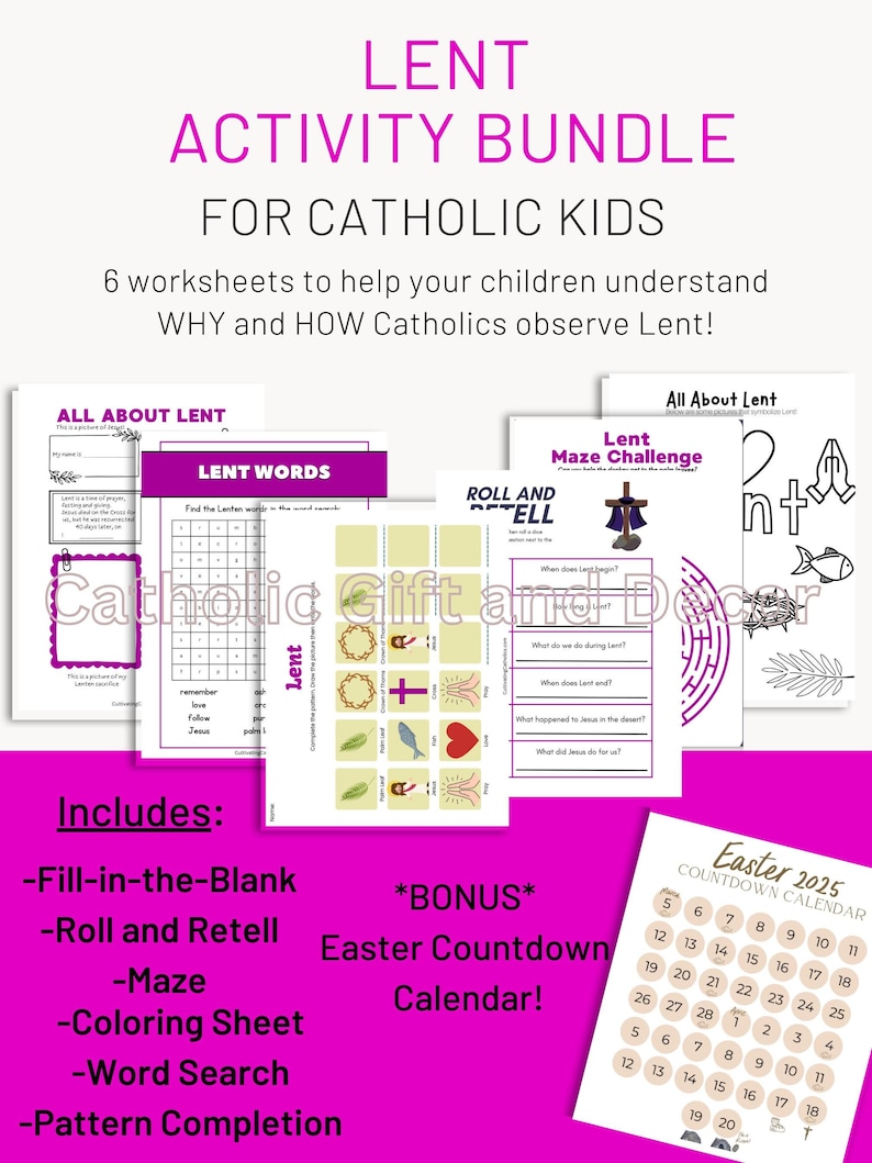 Lent Printable Activity Bundle | Christian & Catholic Lenten Activities ...
