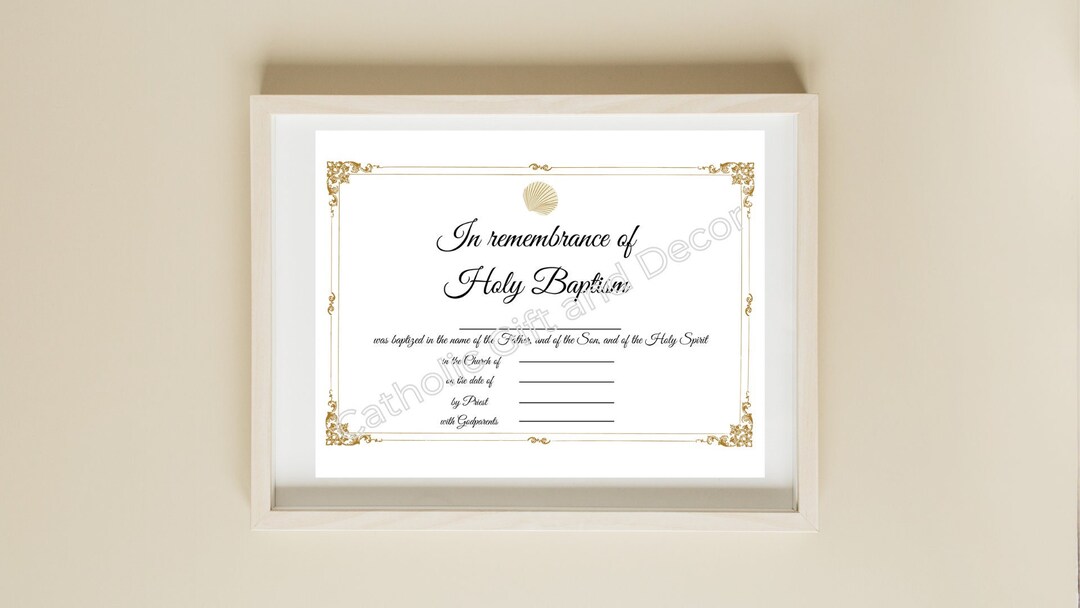 Catholic Baptism Certificate Printable | Catholic Baptism Gift ...