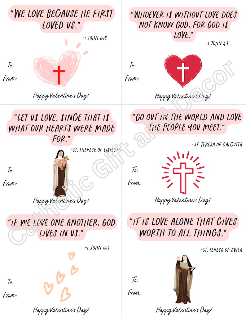 Printable Catholic Valentine Cards St. Valentine Religious Valentine's ...