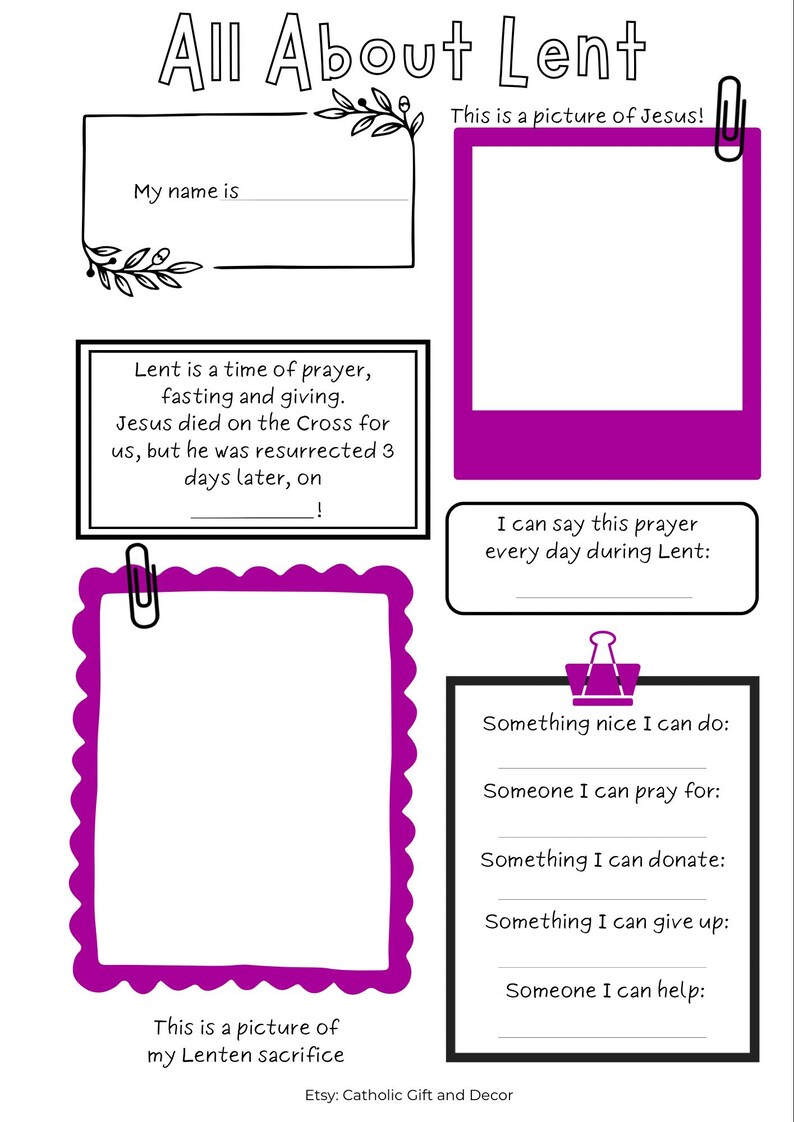 Catholic Lent Activity PDF | Lent Worksheet | Lent for Kids | Lent ...