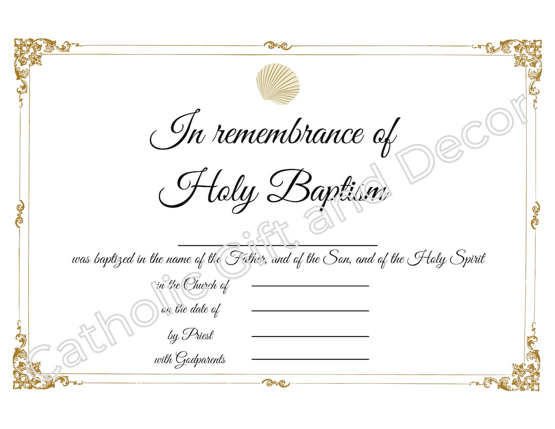 Catholic Baptism Certificate Printable | Catholic Baptism Gift ...