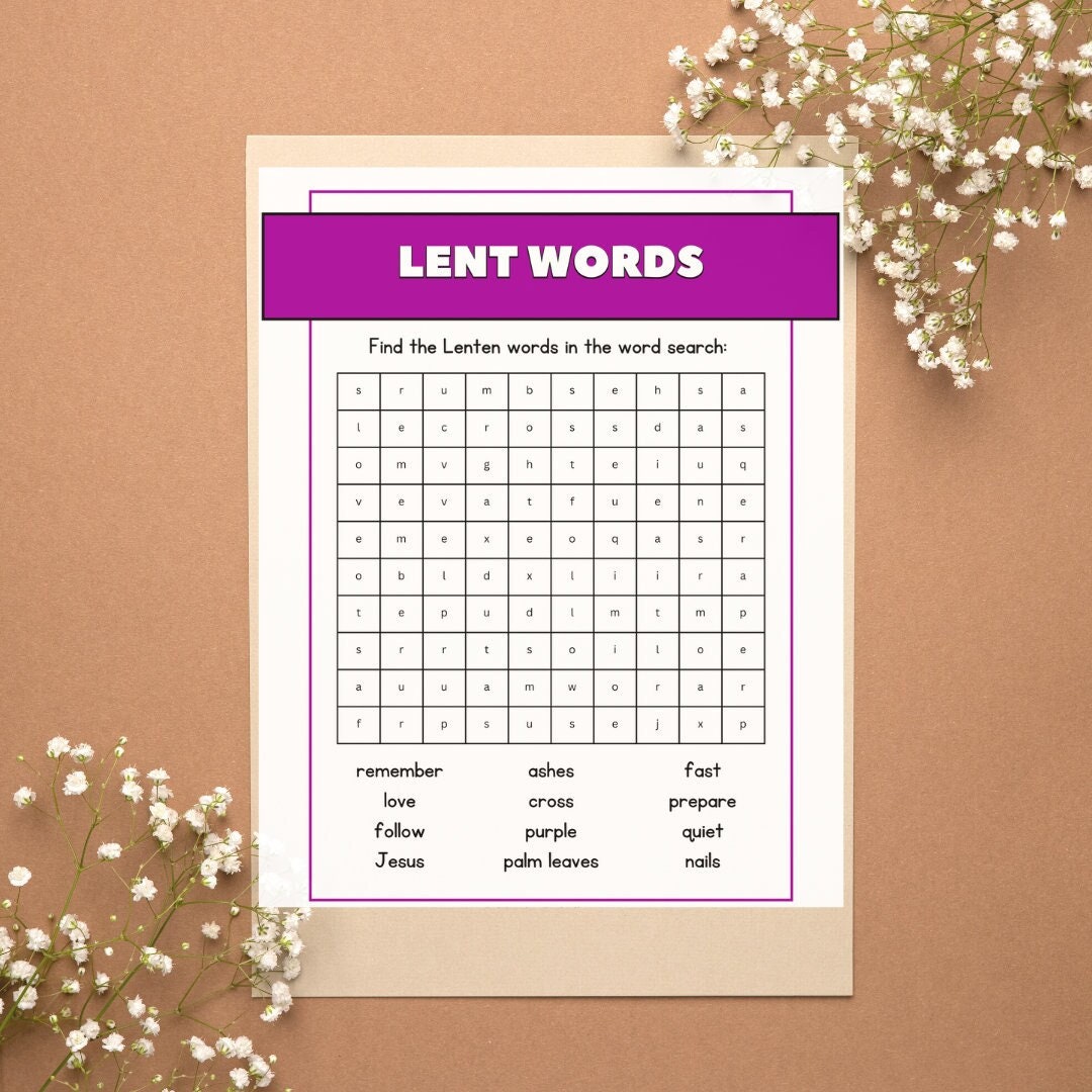 Catholic Lent Activity PDF| Lent Wordsearch | Lent for Kids | Lent ...