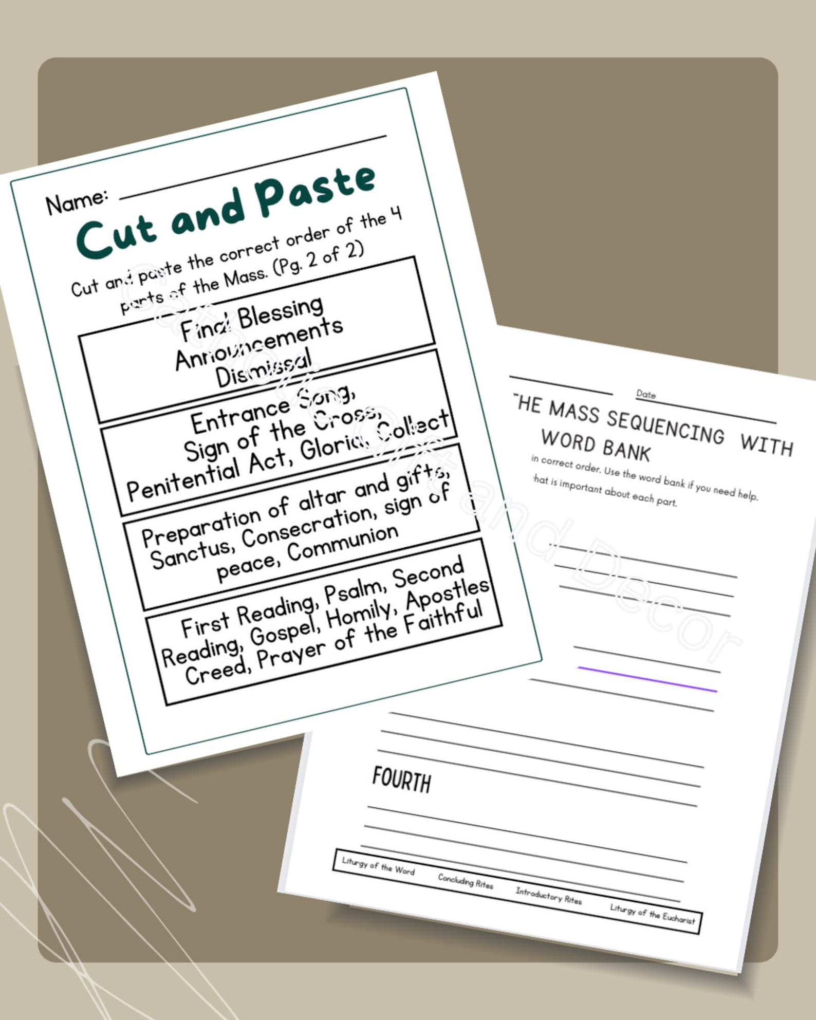 Parts of the Catholic Mass Printable Bundle|parts of the Catholic Mass ...