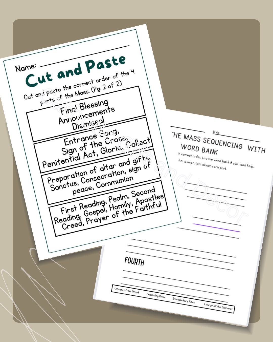 Parts of the Catholic Mass Printable Bundle|parts of the Catholic Mass ...