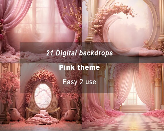 Pink Goddess Digital Backdrops, Pink Princess Backdrops, Maternity ...