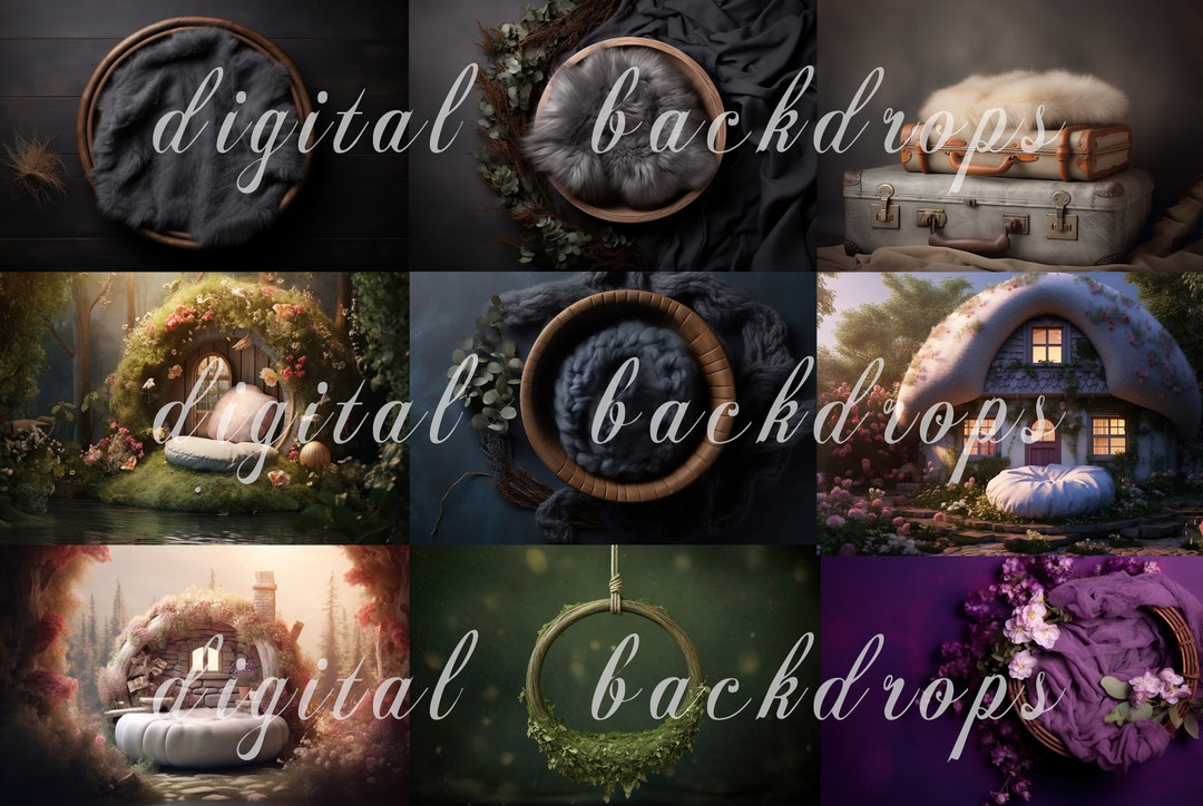 11 Newborn Digital Backdrops Bundle, Floral Crib, Newborn Composite ...