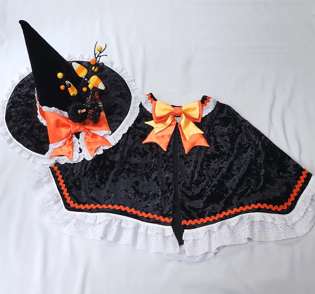 Cute Candy Corn Witch Hat and Cape Girls & Women's Halloween Party ...