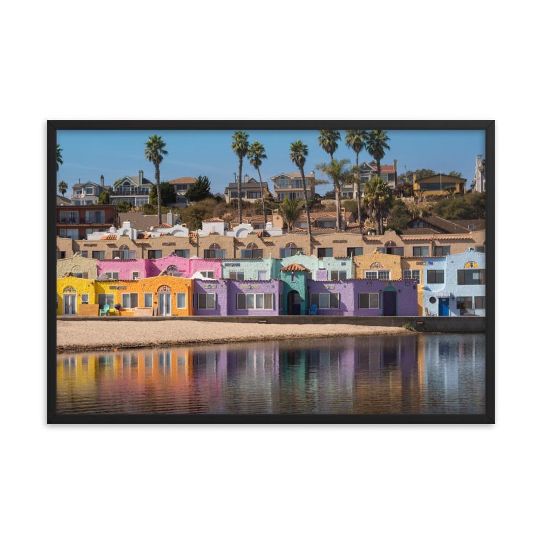 Colorful Capitola Village Houses Photography Framed Print - Coastal ...