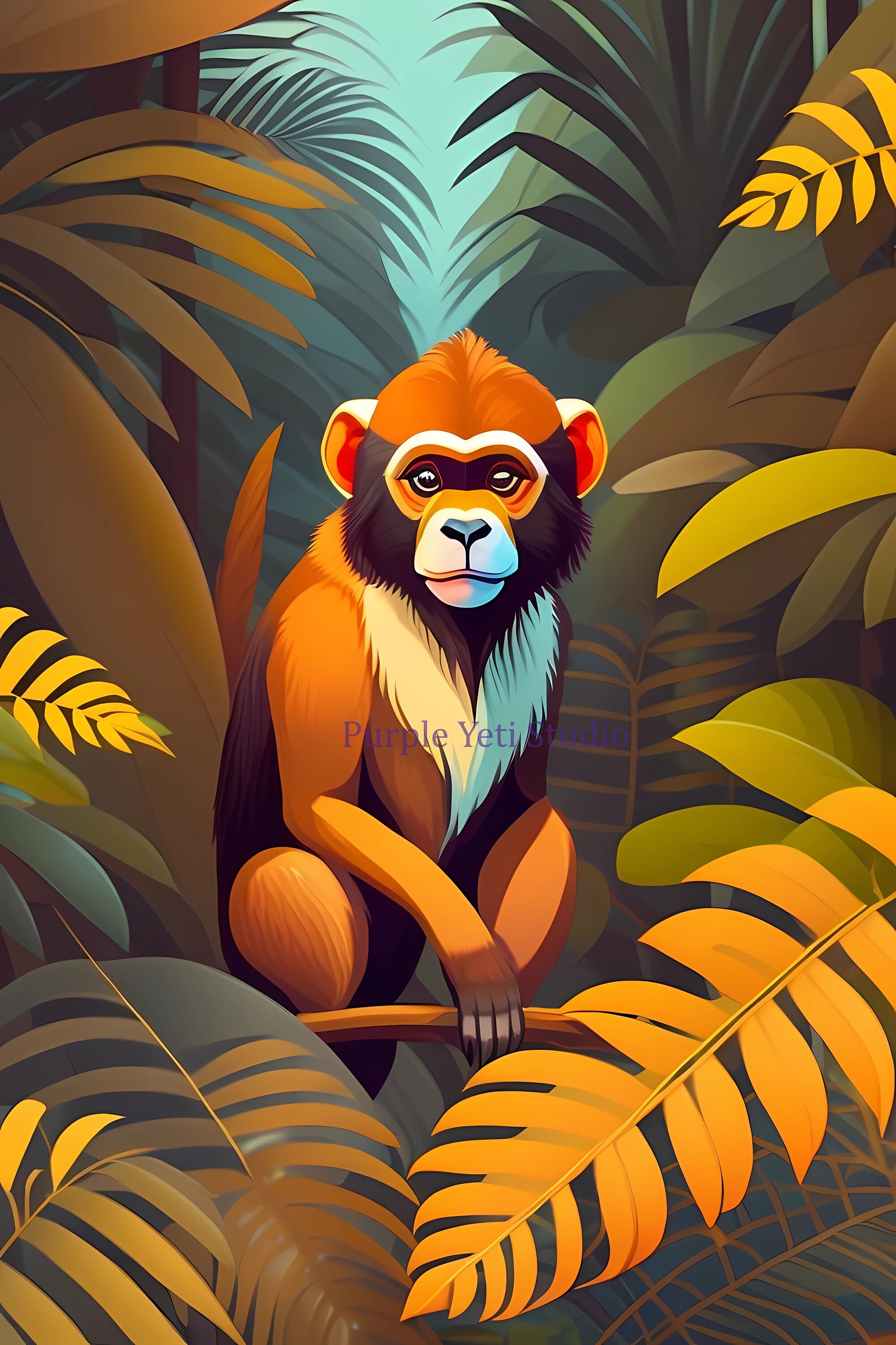 Monkey in Vivid Colours Contemporary Art Digital Files for Print JPG ...