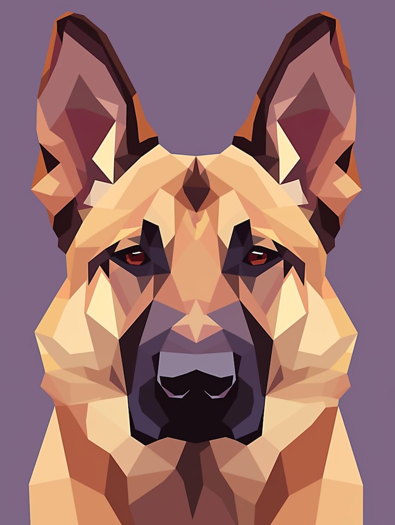 45 Quilt-inspired German Shepherd Digital Portraits | Geometric Dog ...