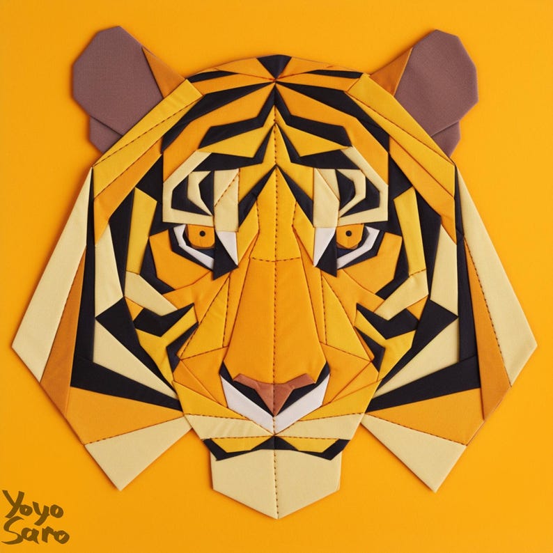 Set of 15 TIGER QUILT DESIGNS || Geometric Tiger Quilt Pattern Set ...