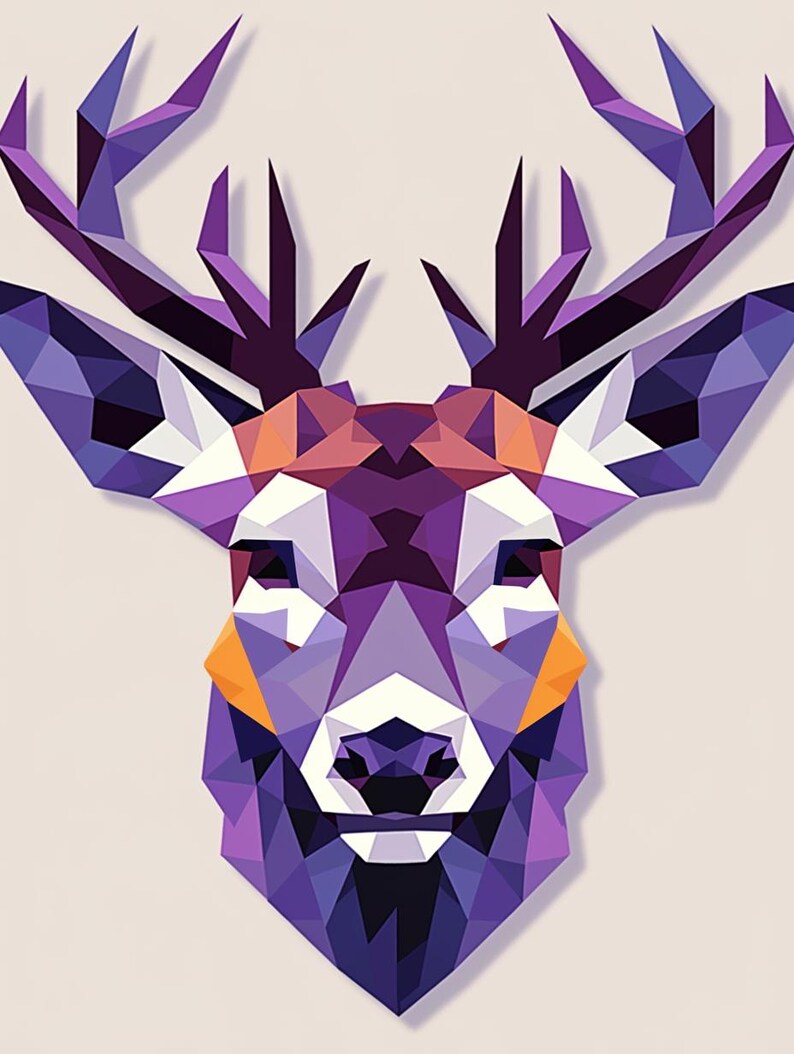 40 Quilt-inspired Red Deer Digital Art Designs | Geometric Wildlife ...