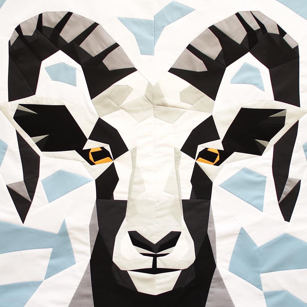 Set of 6 Mountain Goat Quilt Designs || Minimalist Goat Head Art ...