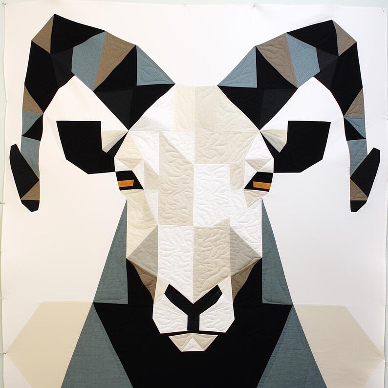 Set of 6 Mountain Goat Quilt Designs || Minimalist Goat Head Art ...