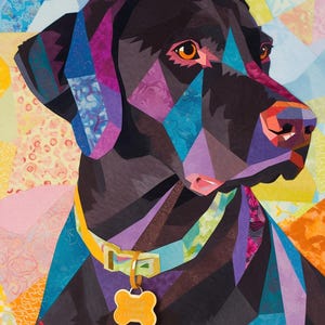 Colorful Labrador Retriever Quilt Art – Patchwork Dog Portrait ...