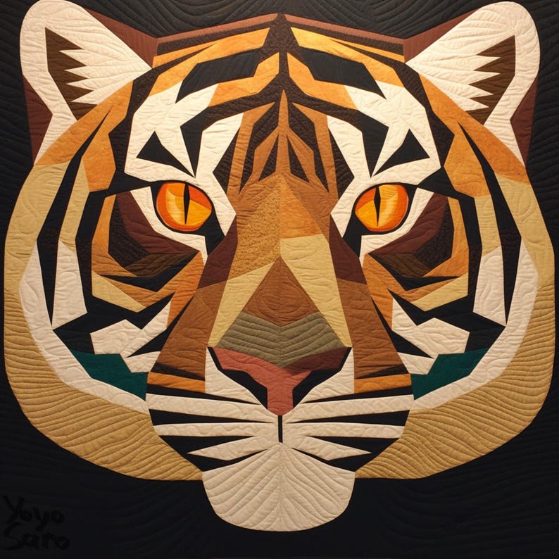 Set of 15 TIGER QUILT DESIGNS || Geometric Tiger Quilt Pattern Set ...