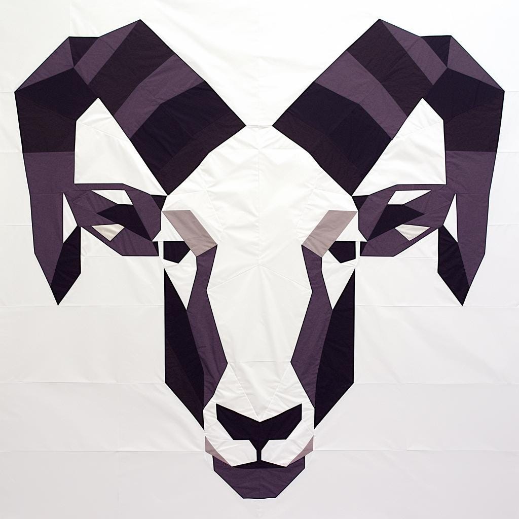 Set of 6 Mountain Goat Quilt Designs || Minimalist Goat Head Art ...