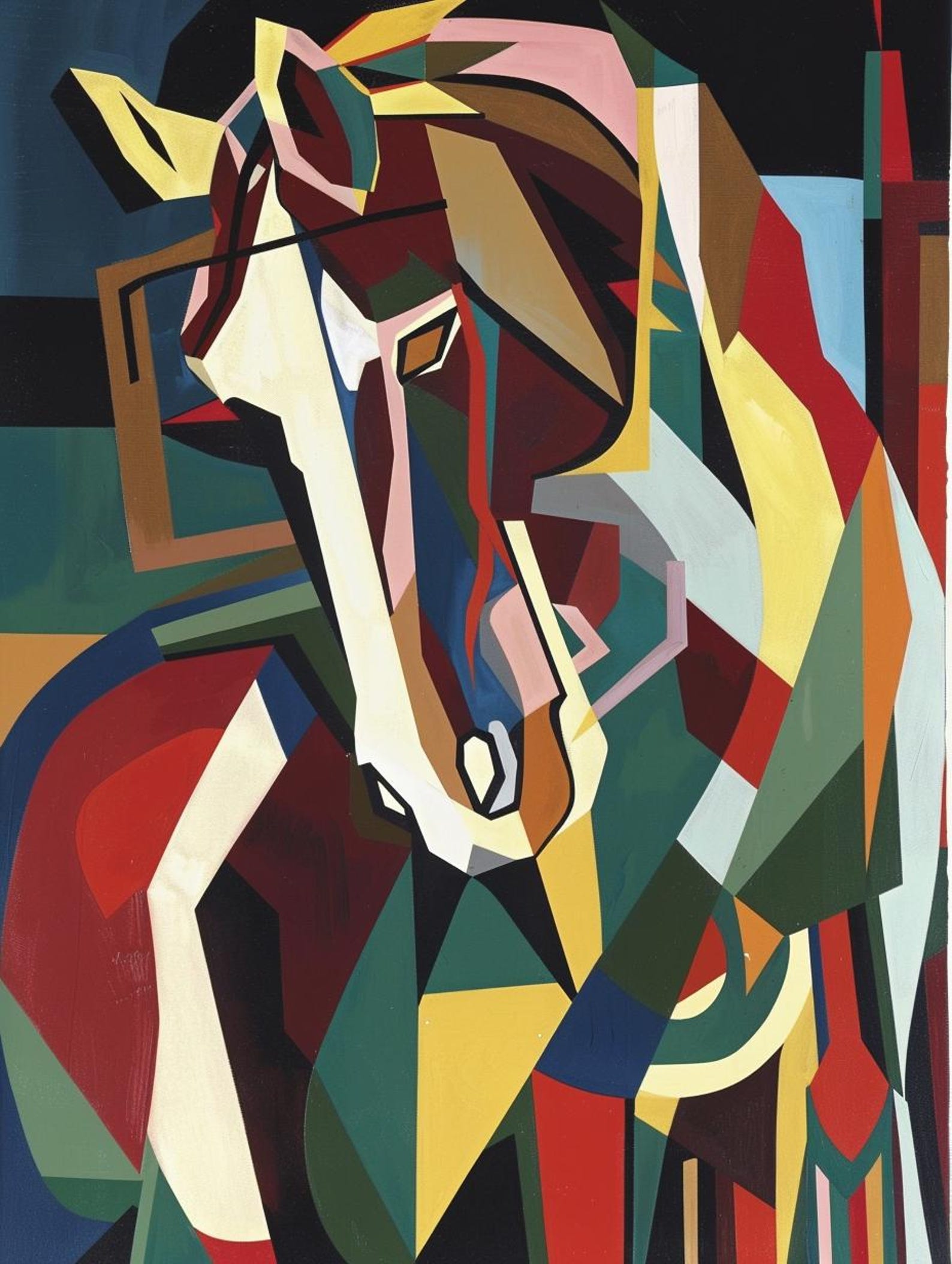 Cubist Horse Art Set – 6 Modern Horse Digital Prints – Equestrian ...