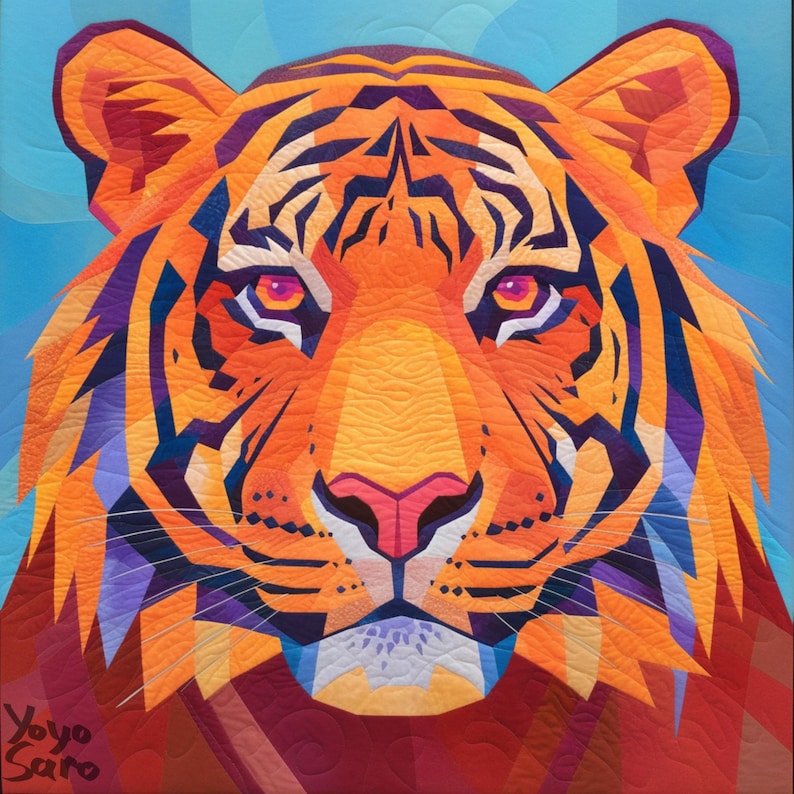 Set of 15 TIGER QUILT DESIGNS || Geometric Tiger Quilt Pattern Set ...