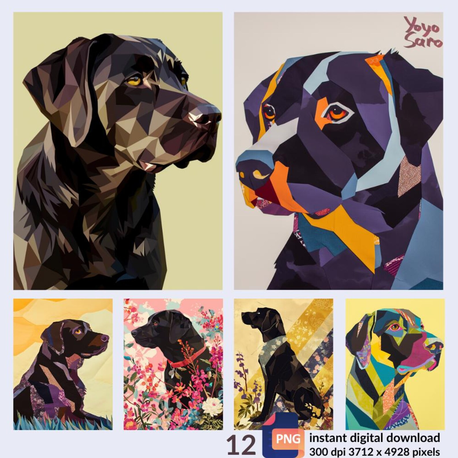 Colorful Labrador Retriever Quilt Art – Patchwork Dog Portrait ...