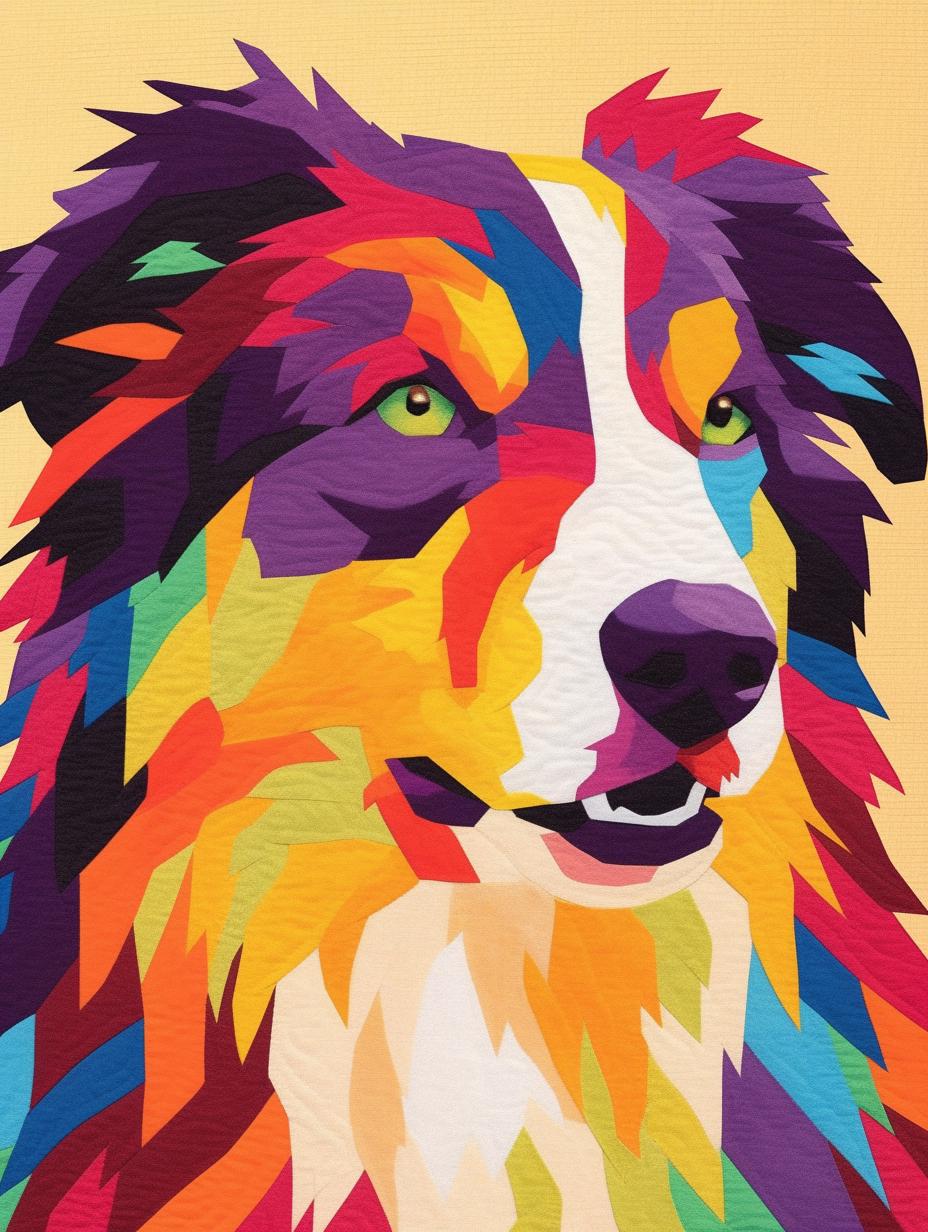Vibrant Border Collie Quilt Design Collection (45 Images) | Geometric ...