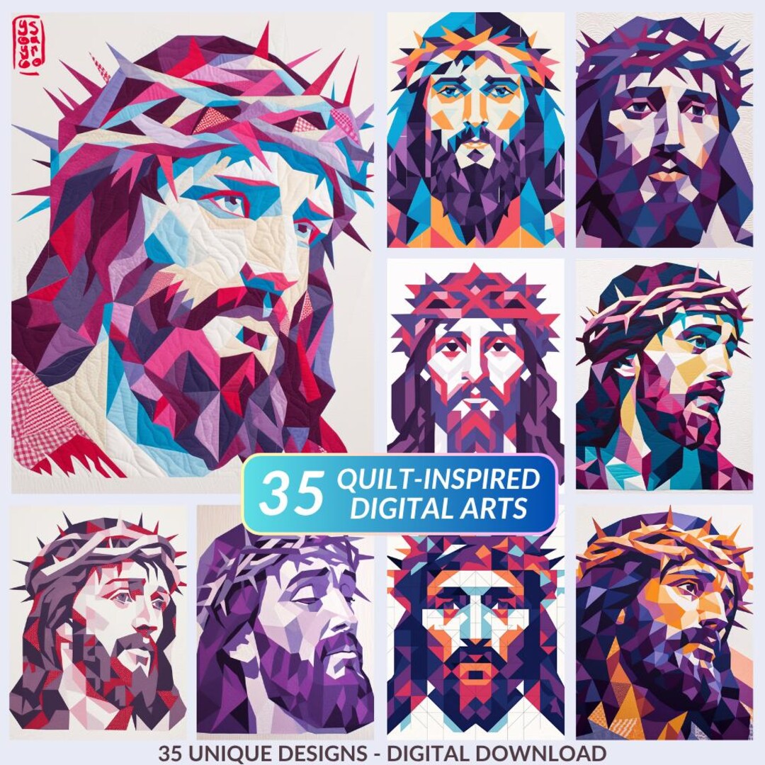 35 Colorful Jesus Christ Quilt-inspired Portraits • Geometric Patchwork ...