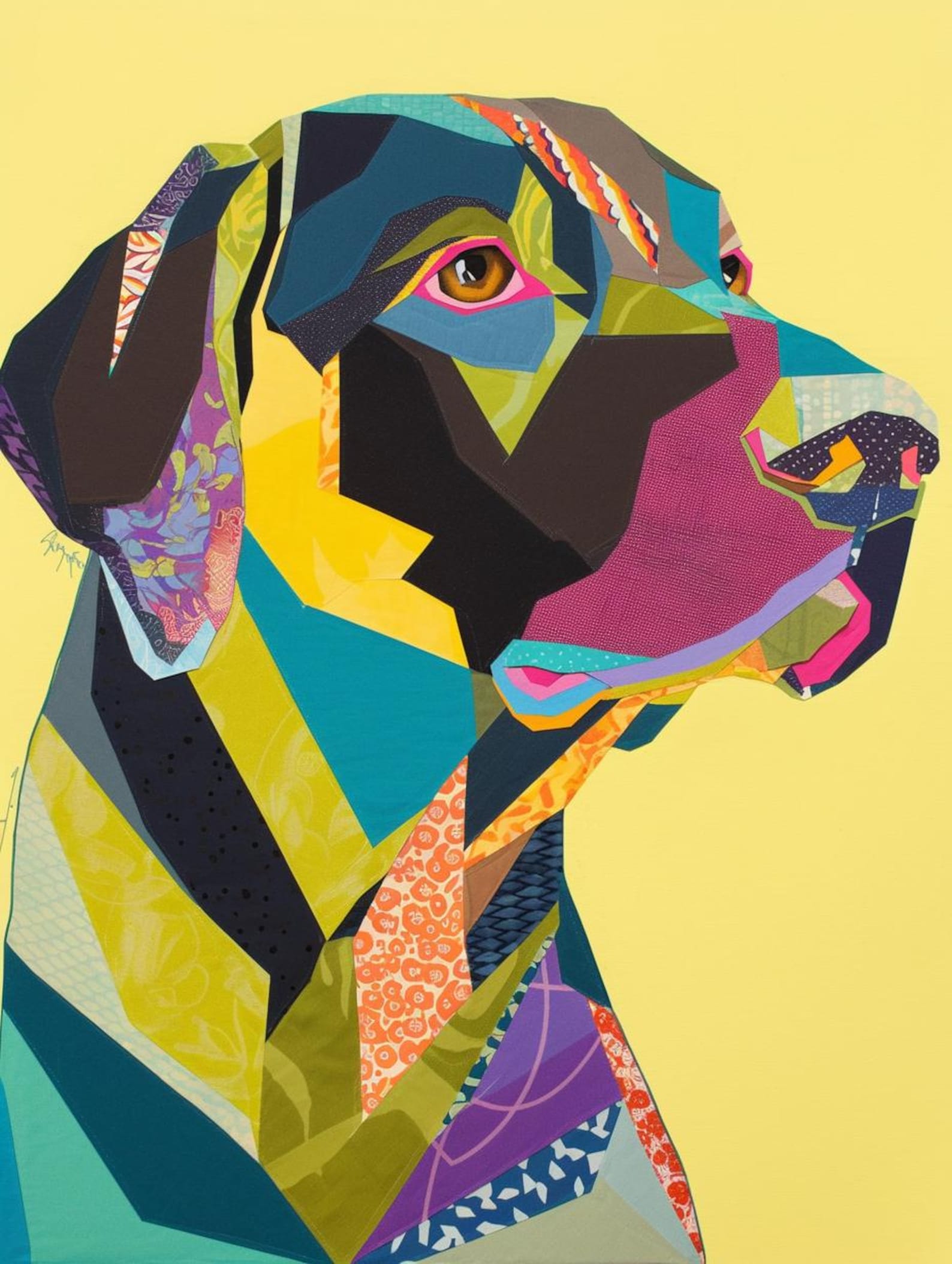 Colorful Labrador Retriever Quilt Art – Patchwork Dog Portrait ...