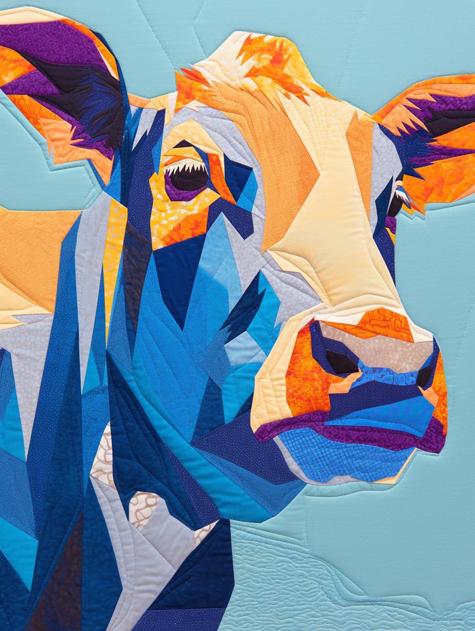 Patchwork Cow Art Print: Geometric Quilt Design (digital Download PNG ...