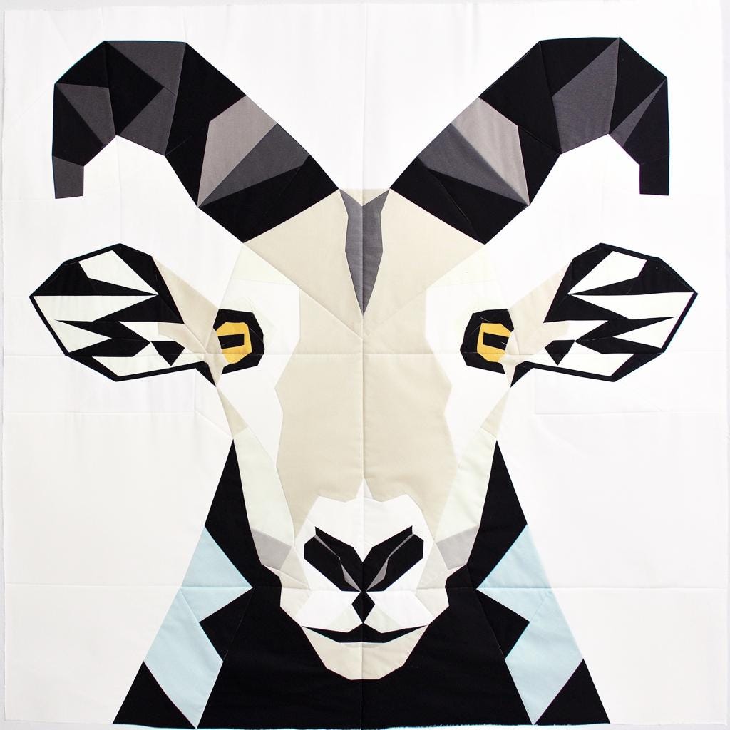 Set of 6 Mountain Goat Quilt Designs || Minimalist Goat Head Art ...