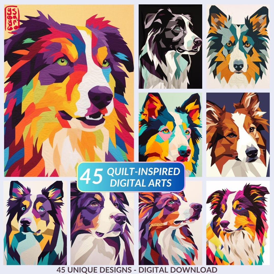 Vibrant Border Collie Quilt Design Collection (45 Images) | Geometric ...