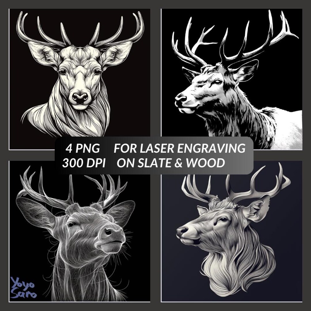 Deer Laser Engraving PNG, Slate and Wood Engraving Bundle, CNC Router ...