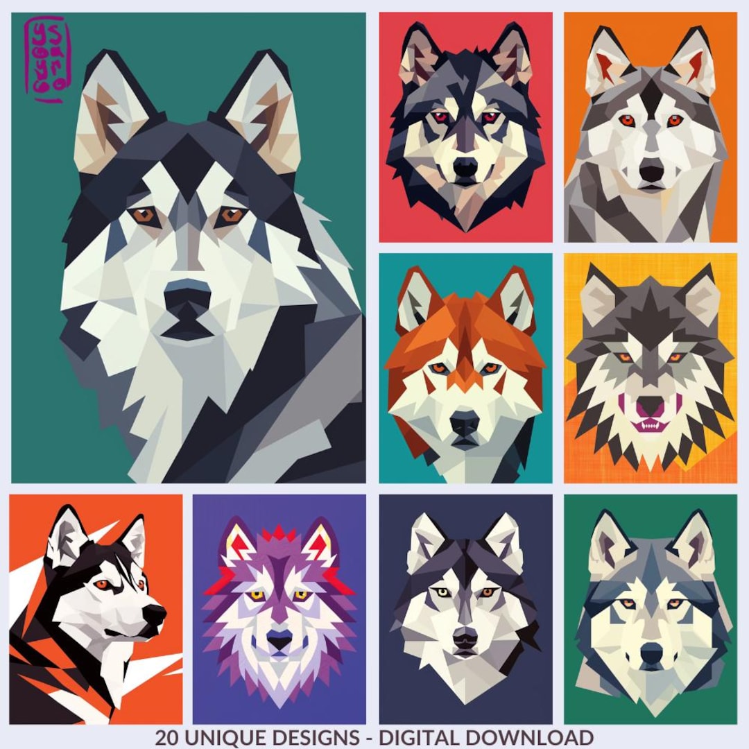 Siberian Husky Quilt-inspired Portraits | 20 Low Poly FPP Reference ...