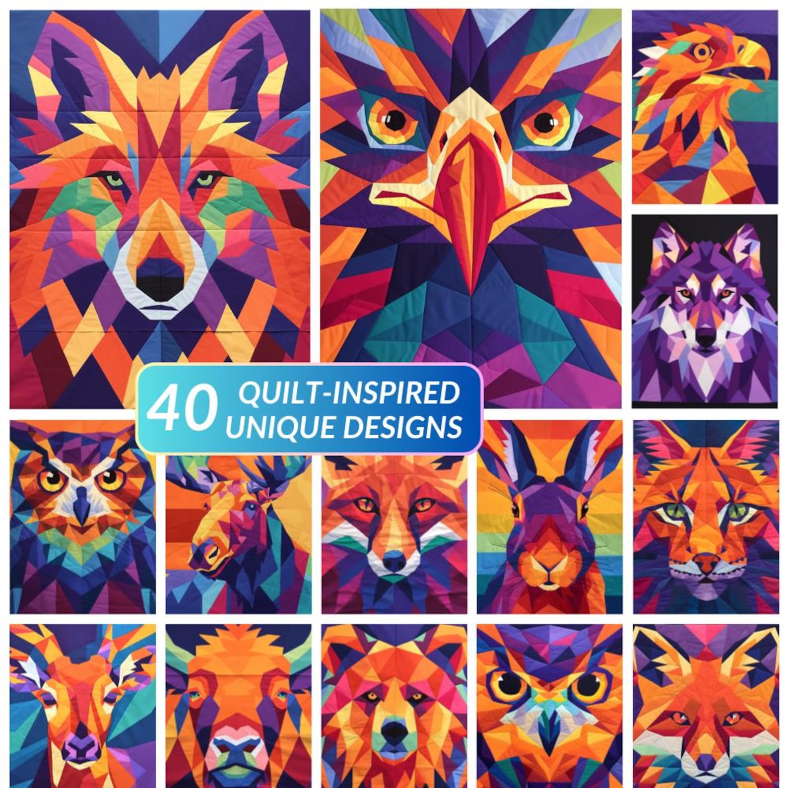 40 Creative Forest Animal Quilt Ideas. Geometric Wildlife Quilt Pattern ...