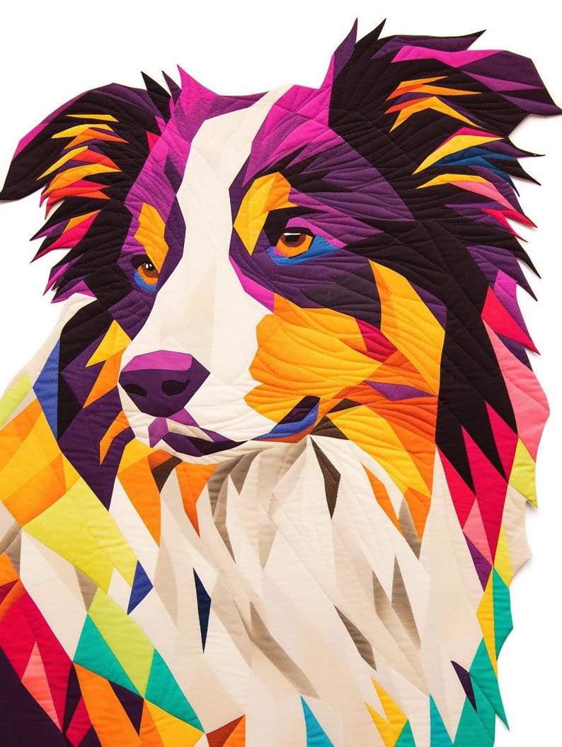 Vibrant Border Collie Quilt Design Collection (45 Images) | Geometric ...