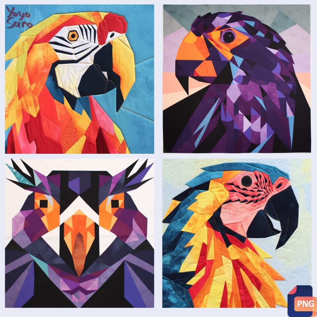 Colorful Parrot Quilt Pattern Digital Quilt Inspiration Foundation ...