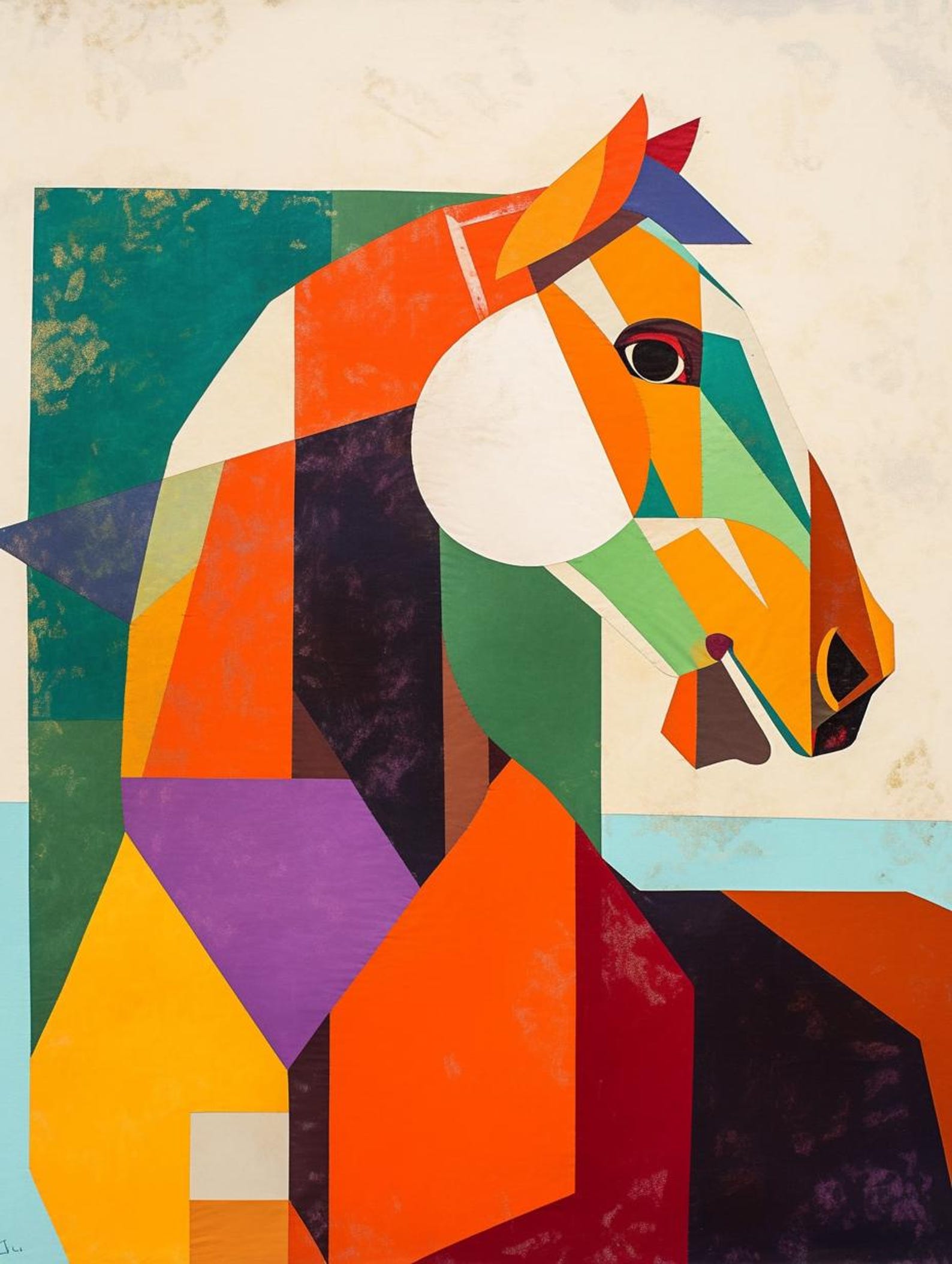 Cubist Horse Art Set – 6 Modern Horse Digital Prints – Equestrian ...