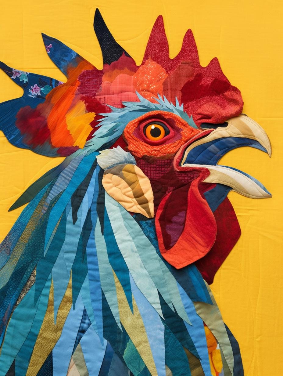 Set of 50 Patchwork Rooster Art - Foundation Paper Piecing Inspiration ...