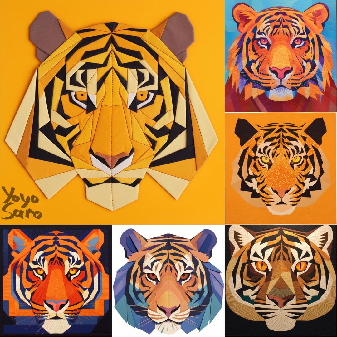 Set of 15 TIGER QUILT DESIGNS || Geometric Tiger Quilt Pattern Set ...
