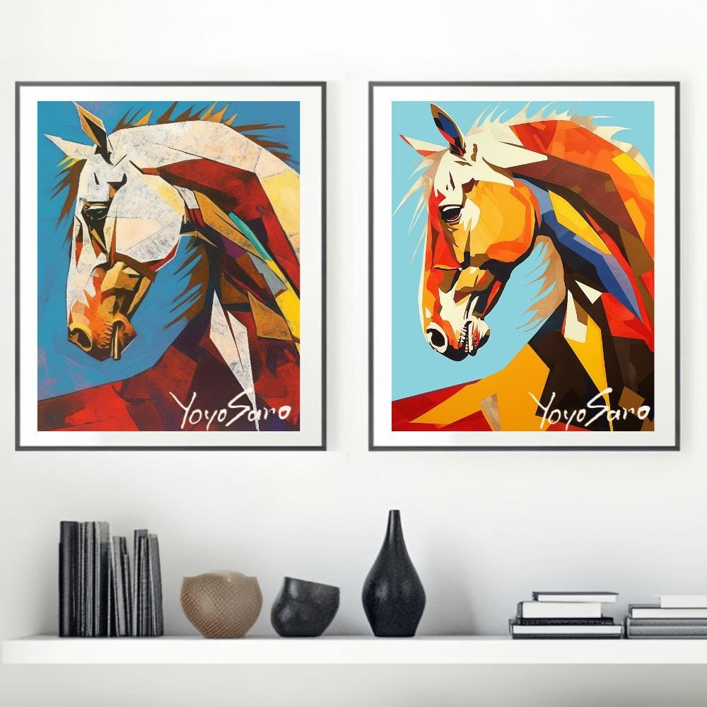 Set of 9 Cubism Horse Paintings || Digital Downloads – Abstract Art for ...