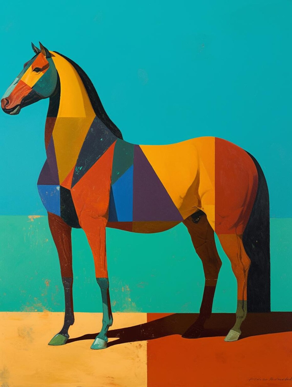 Horse Abstract Art Set – Cubism-inspired Geometric Prints – Colorful ...