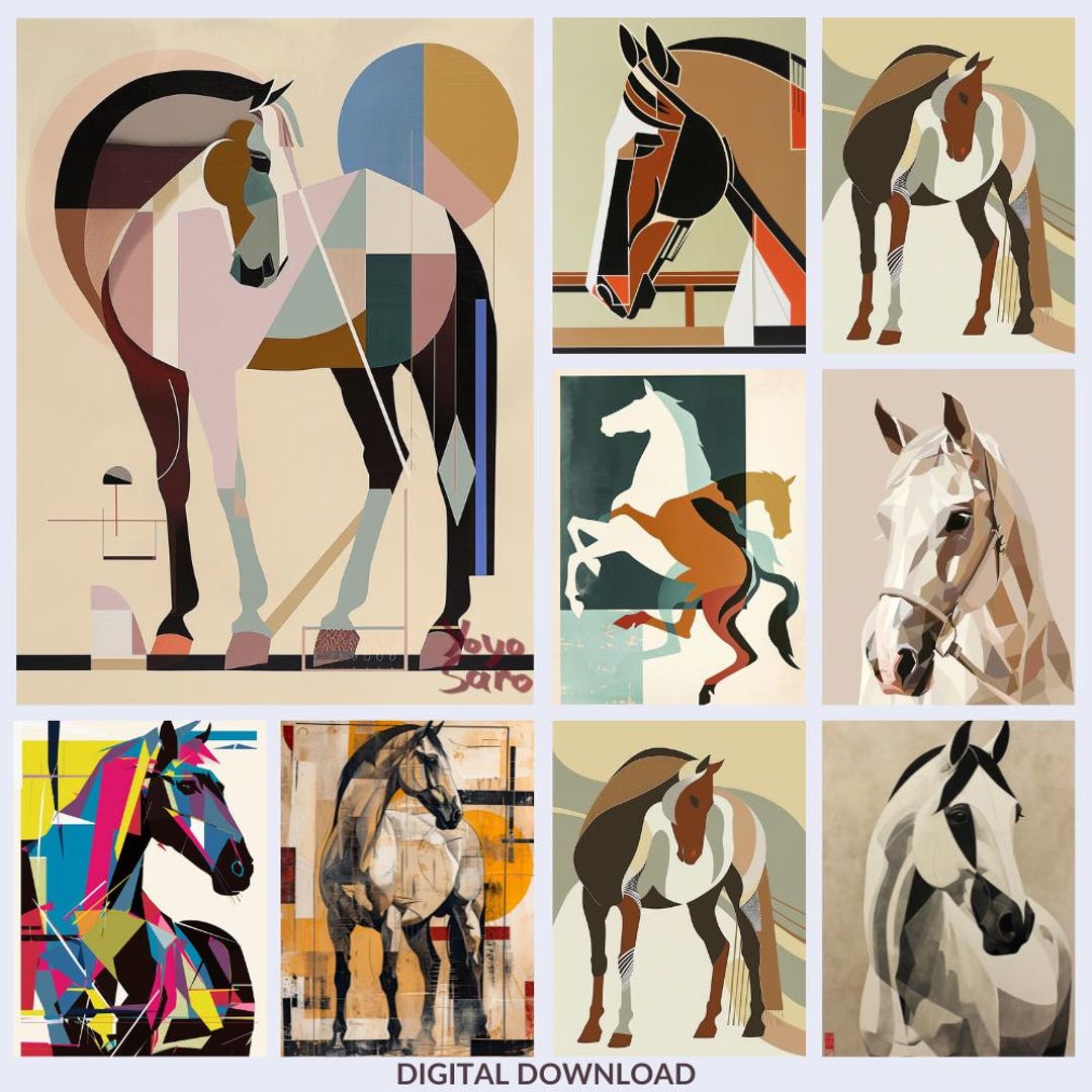 Equestrian Art Prints: Modern Horse Poster Set (digital Download) - Etsy