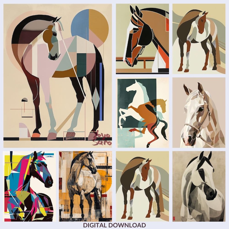 Digital Horse Posters – 9 Unique Equestrian Art Prints for Instant ...