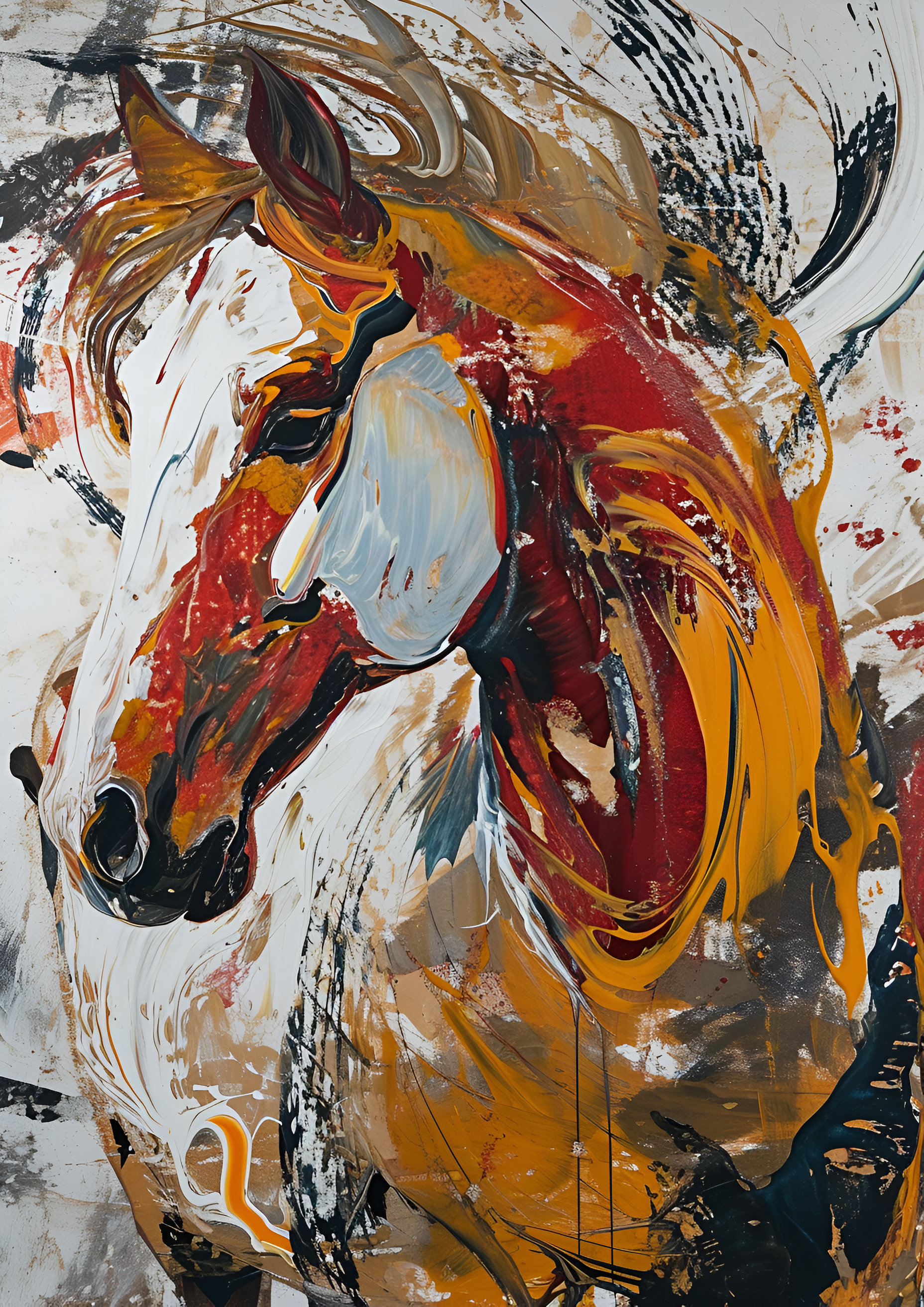 Abstract Expressionist Horse Poster Art Print for Modern Home Decor. - Etsy